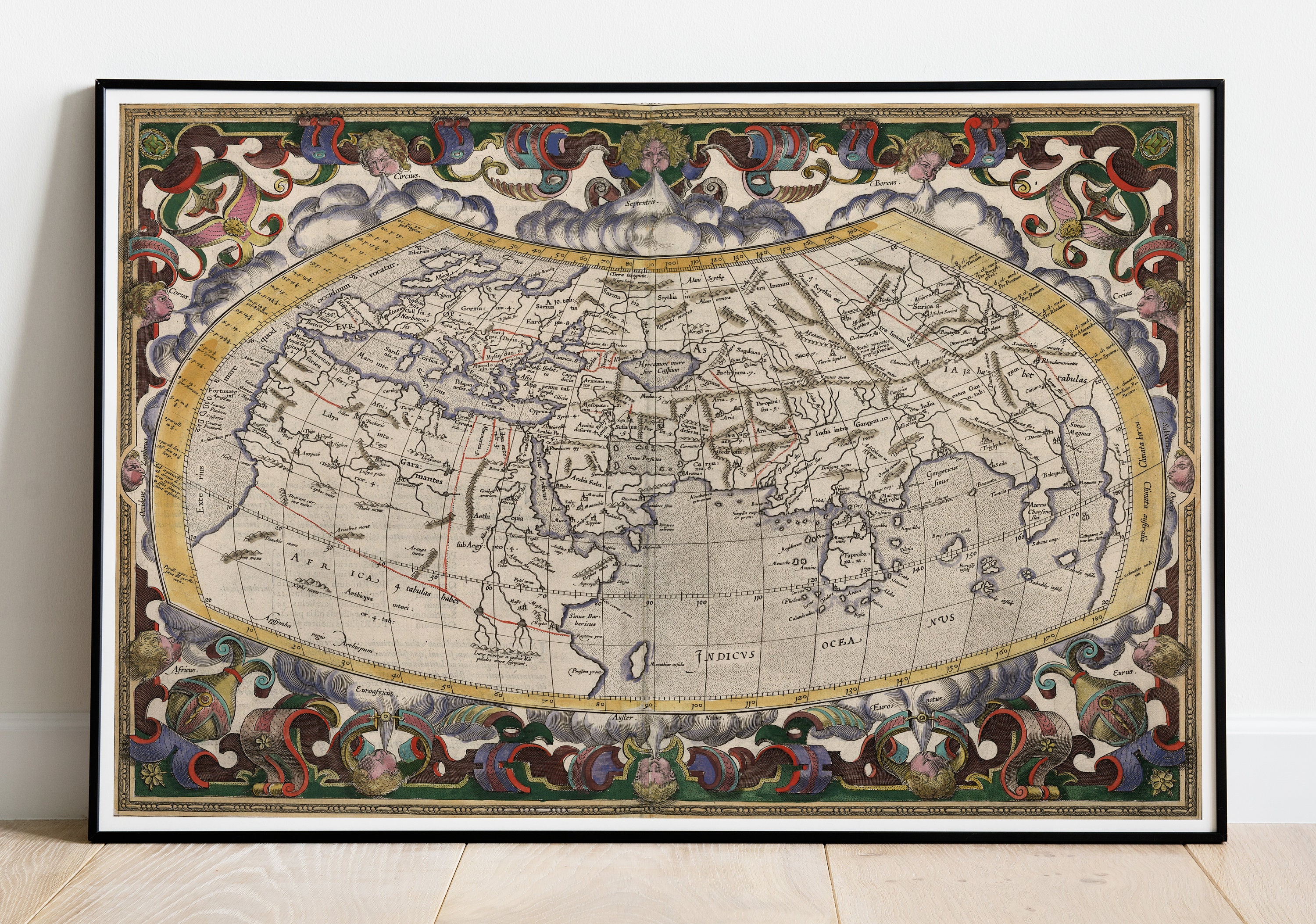1618 Map of the World, Asia, Aria, Germania, Belgica, Iberia ...