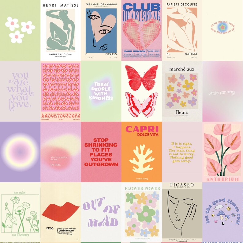 120 Danish Pastel Aesthetic Wall Collage Kit VSCO Girl Room - Etsy