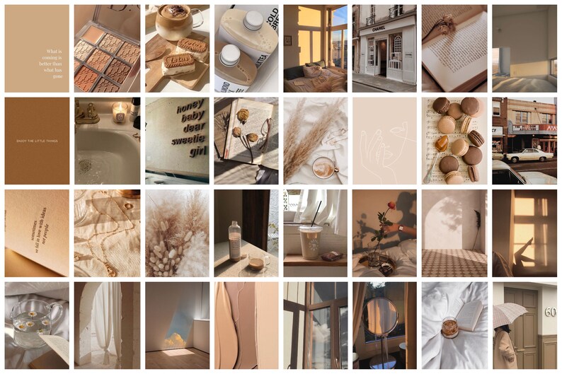 216 Pcs Beige Aesthetic Wall Collage Kit, VSCO, Girl Room Decor, Room ...