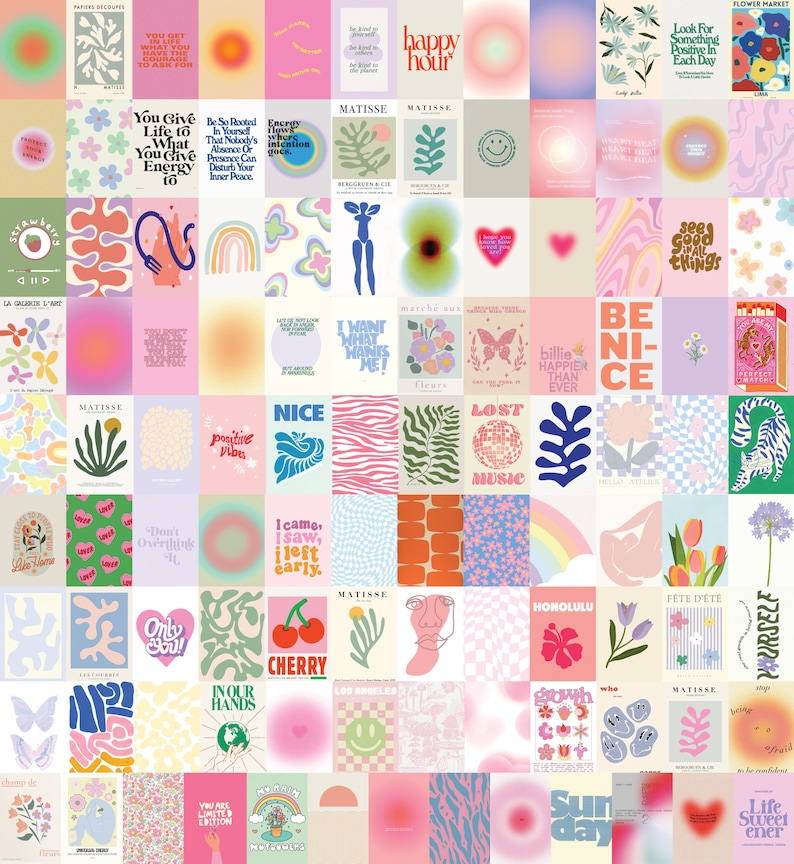 120 Danish Pastel Aesthetic Wall Collage Kit VSCO Girl Room - Etsy