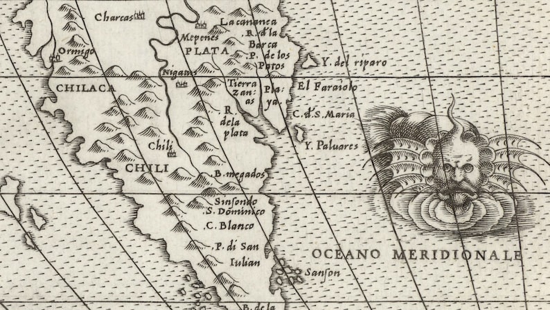 1568 Map of the World. Tartaria, Moscovia, Polonia, Scotia, Castilia ...