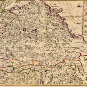 1708 Map of Grande Tartarie, Tartaria, Caspian Sea, China, Korea, Japan ...
