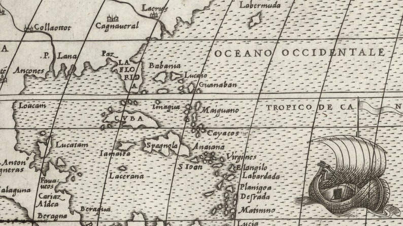 1568 Map of the World. Tartaria, Moscovia, Polonia, Scotia, Castilia ...
