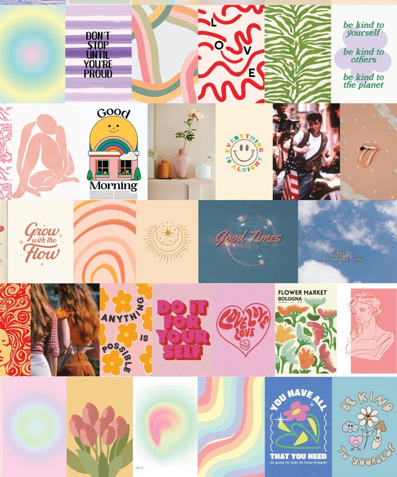 120 Danish Pastel Aesthetic Wall Collage Kit VSCO Girl Room - Etsy