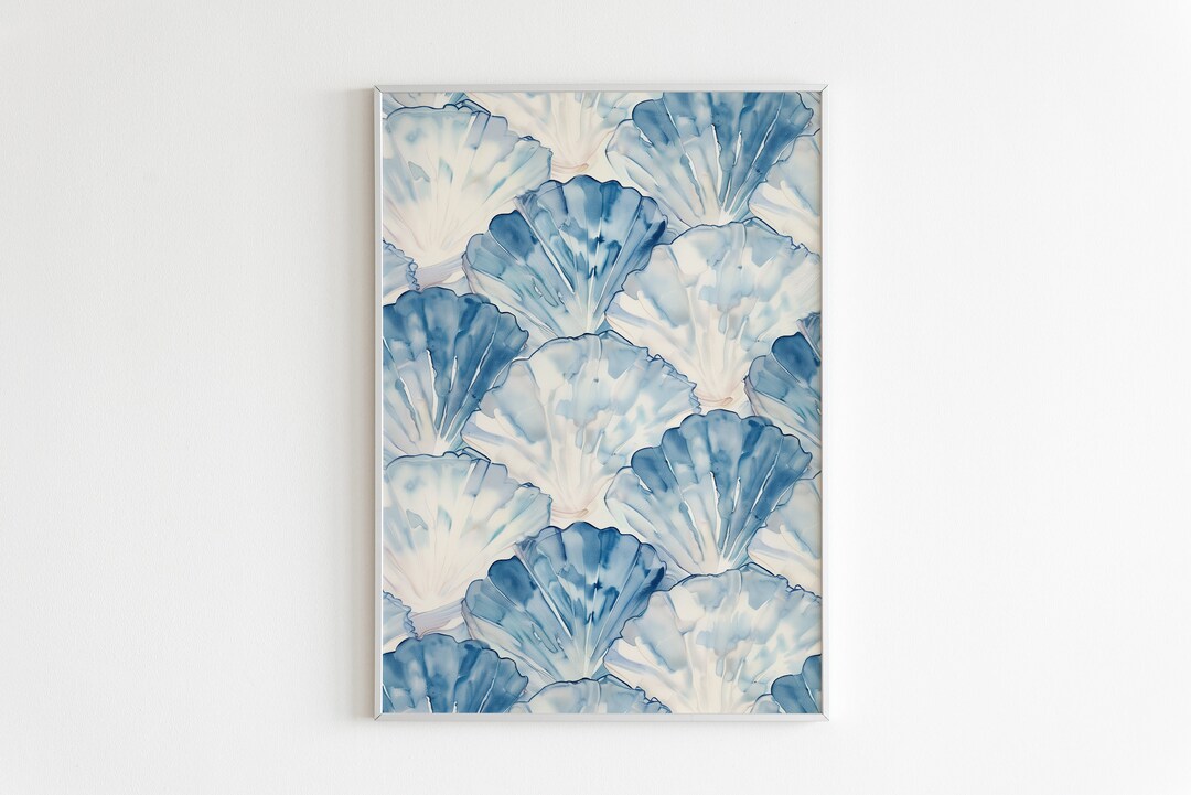 Colorful Pastel Seashell, Abstract Coastal Beach House Wall Art Print ...