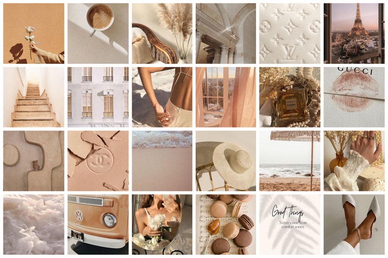 216 Pcs Beige Aesthetic Wall Collage Kit, VSCO, Girl Room Decor, Room ...
