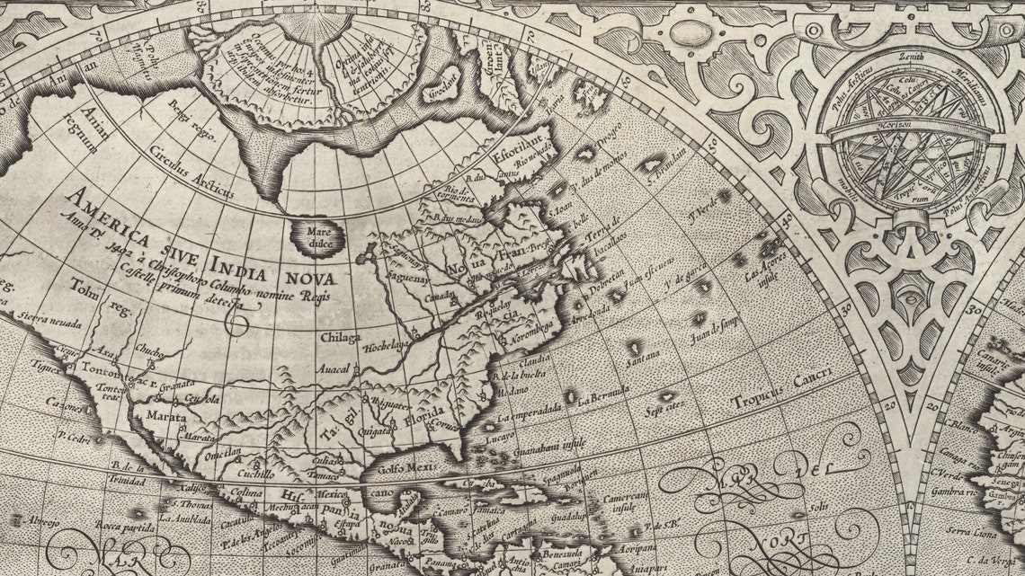 1607 Map, Atlas, Atlas Map, Mercator, Map of the World, America ...