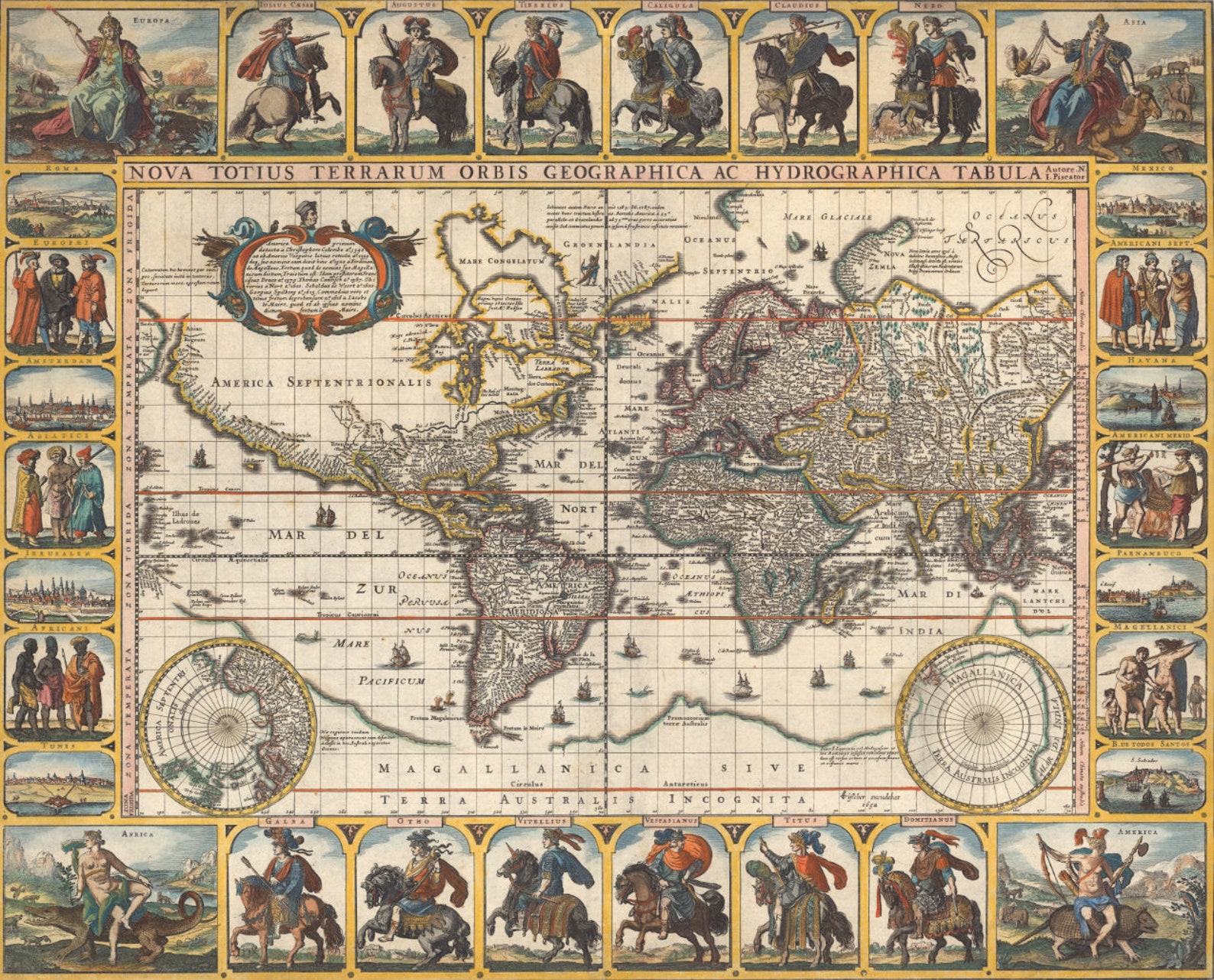 1652 Atlas Map, Antique Map,nova Totius Terrarum Orbis Geographica Ac ...