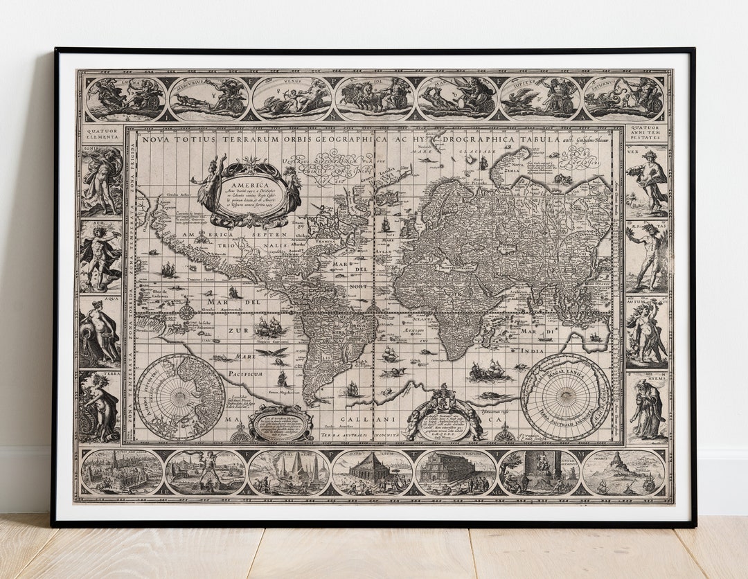 1630 Antique Map, Atlas Map, Pharos, Iupiter Olympicus, Dianae Templum ...