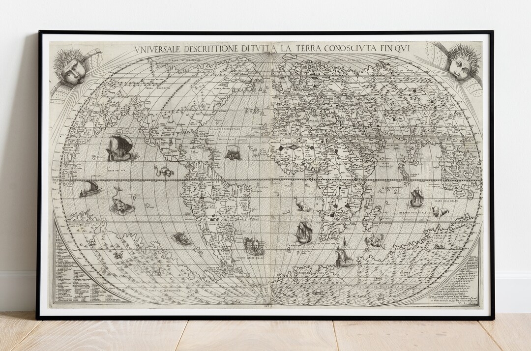 1568 Map of the World. Tartaria, Moscovia, Polonia, Scotia, Castilia ...