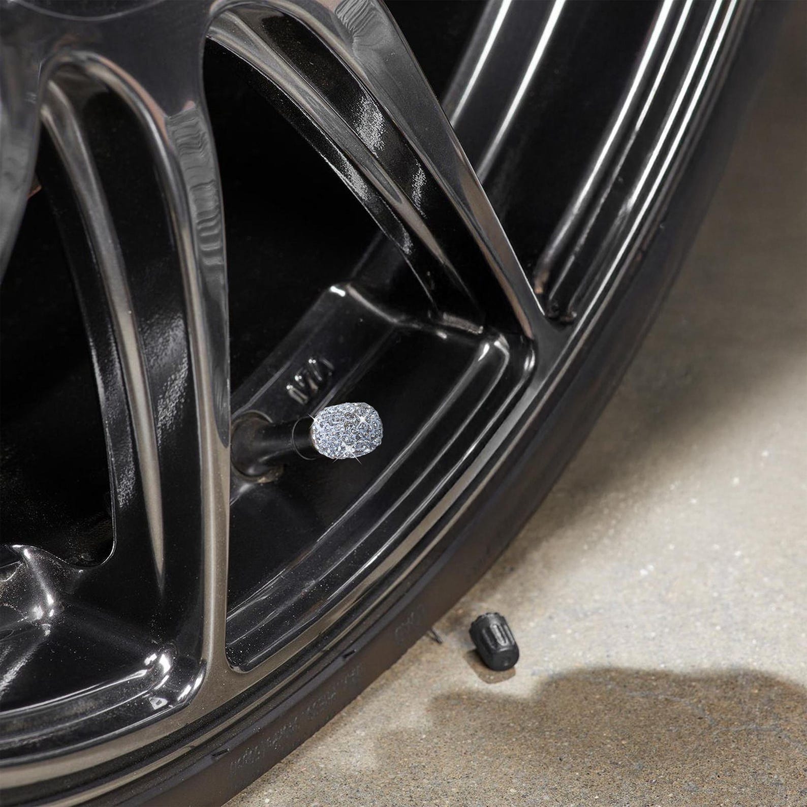 Bling Tire Valve Caps – 4 Pack Crystal Rhinestone Valve Stem Covers ...