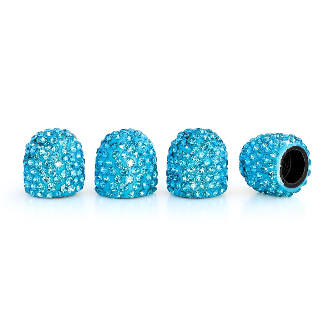 Blue Crystal Valve Stem Caps – Luxury Bling Tire Accessories (set of 4 ...