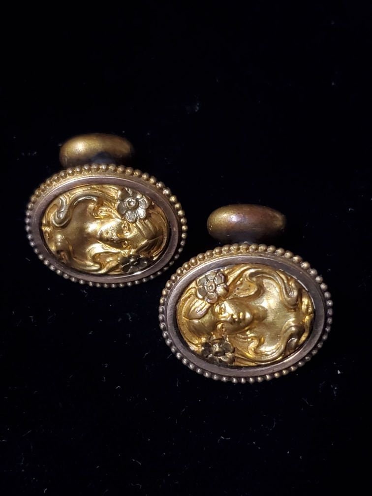 Beyond Awesome Art Nouveau Lady Woman Head Cufflinks 3/4 - Etsy