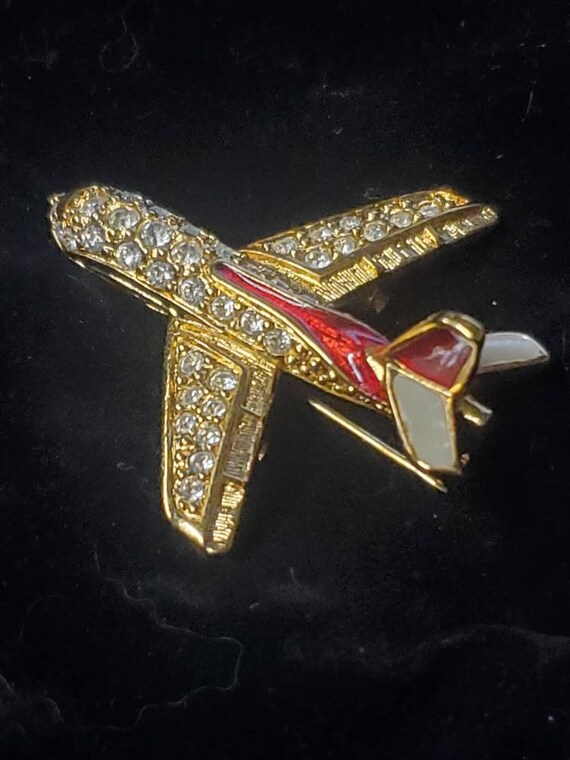 Swarovski Crystal Jet Airplane Brooch 1 5/8" (Tm1) - Gem