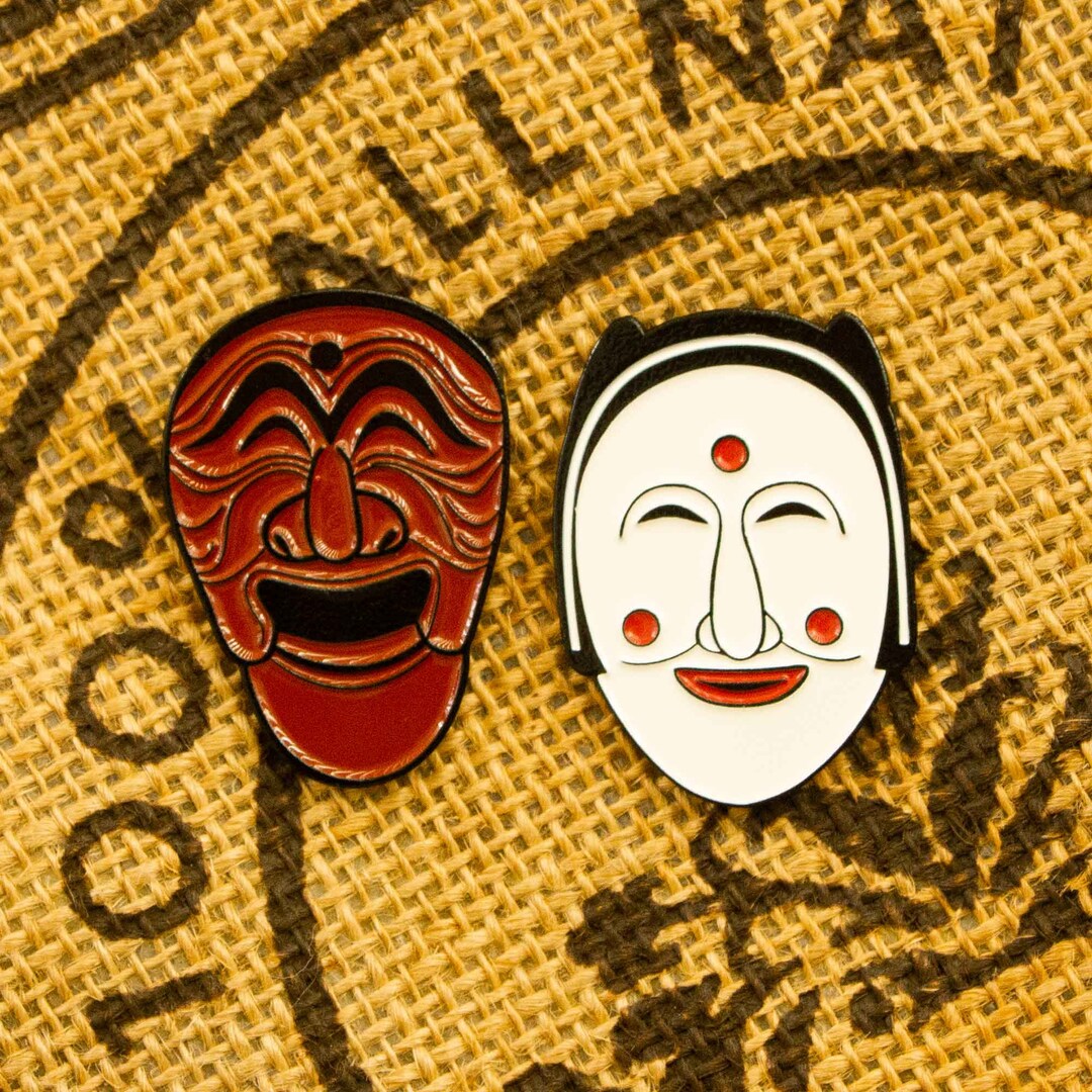 Hahoetal Korean Mask (yangban & Kaksi) Enamel Pin Set - Etsy