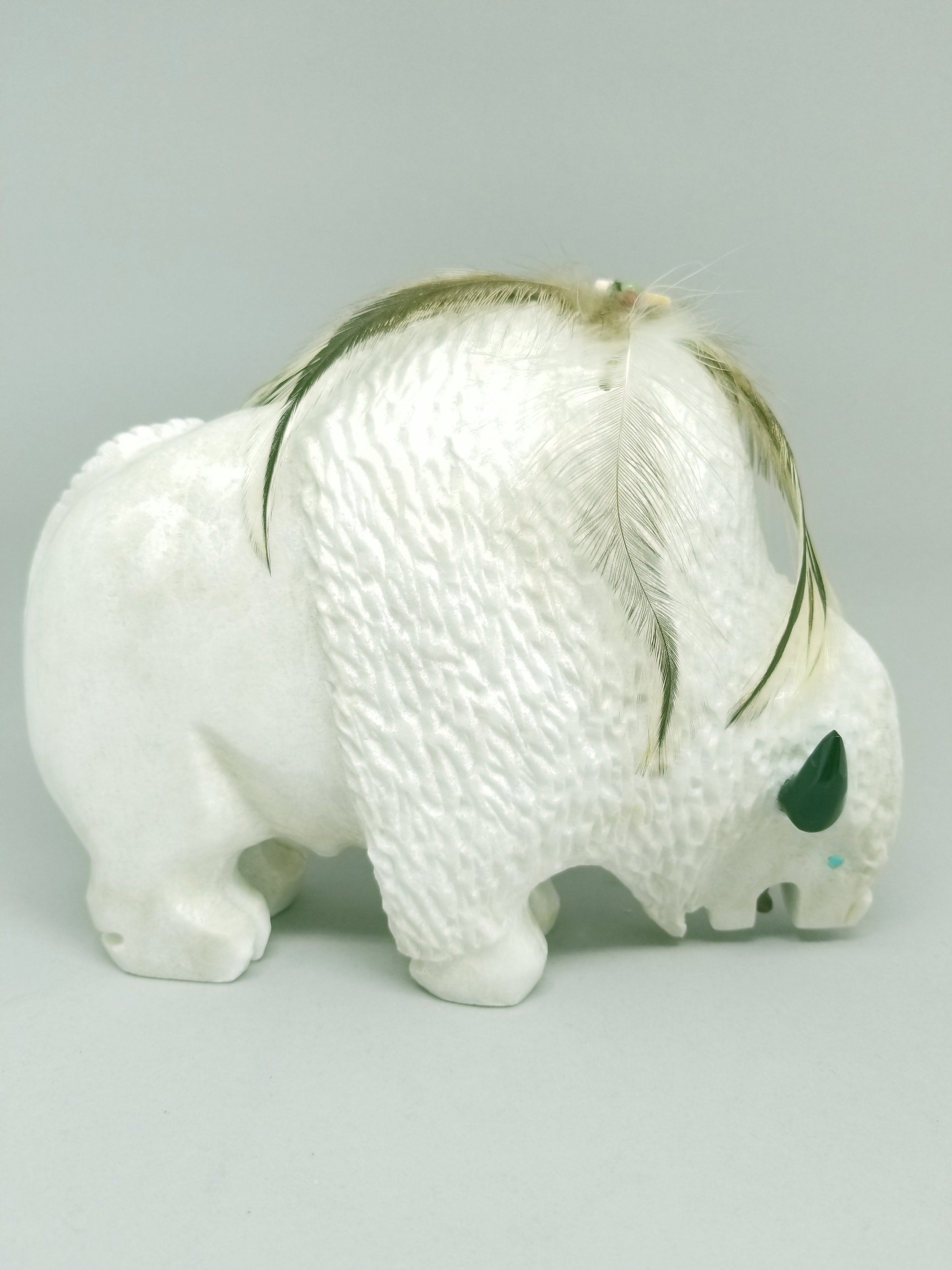 Ben Livingston Navajo Alabaster Bison Fetish Carving With Jet ...