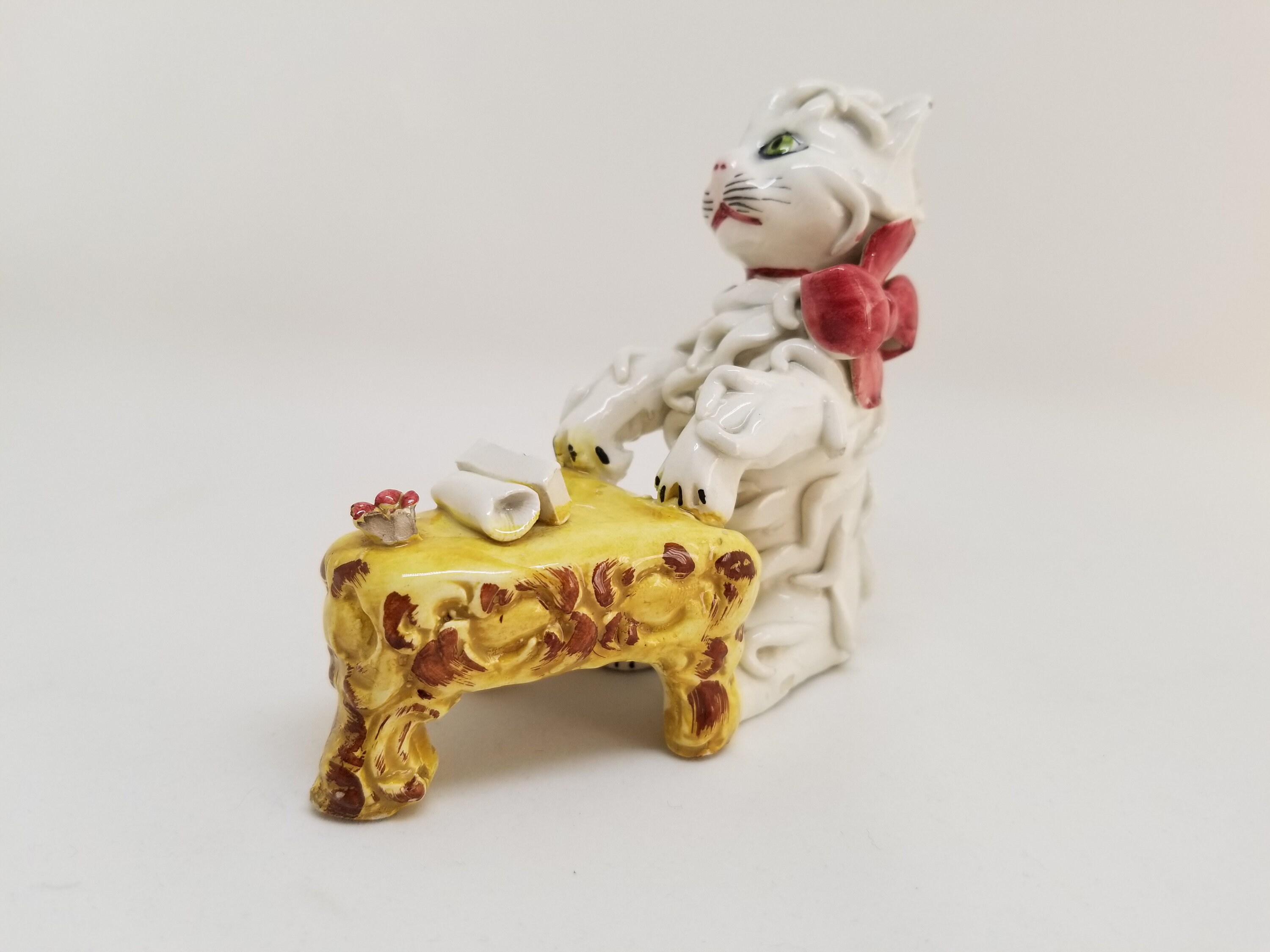 Italian Spaghetti Ceramic Art Cat Piano Pottery Figurine Statue Vintage ...