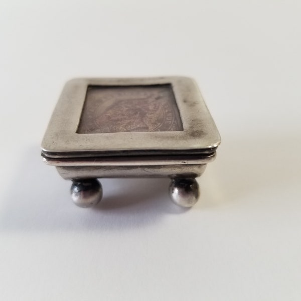 Antique Silver Stamp Box - Etsy