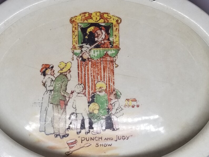 Antique Rare Punch and Judy Themed Baby's Nursery Ware Plate Winton ...