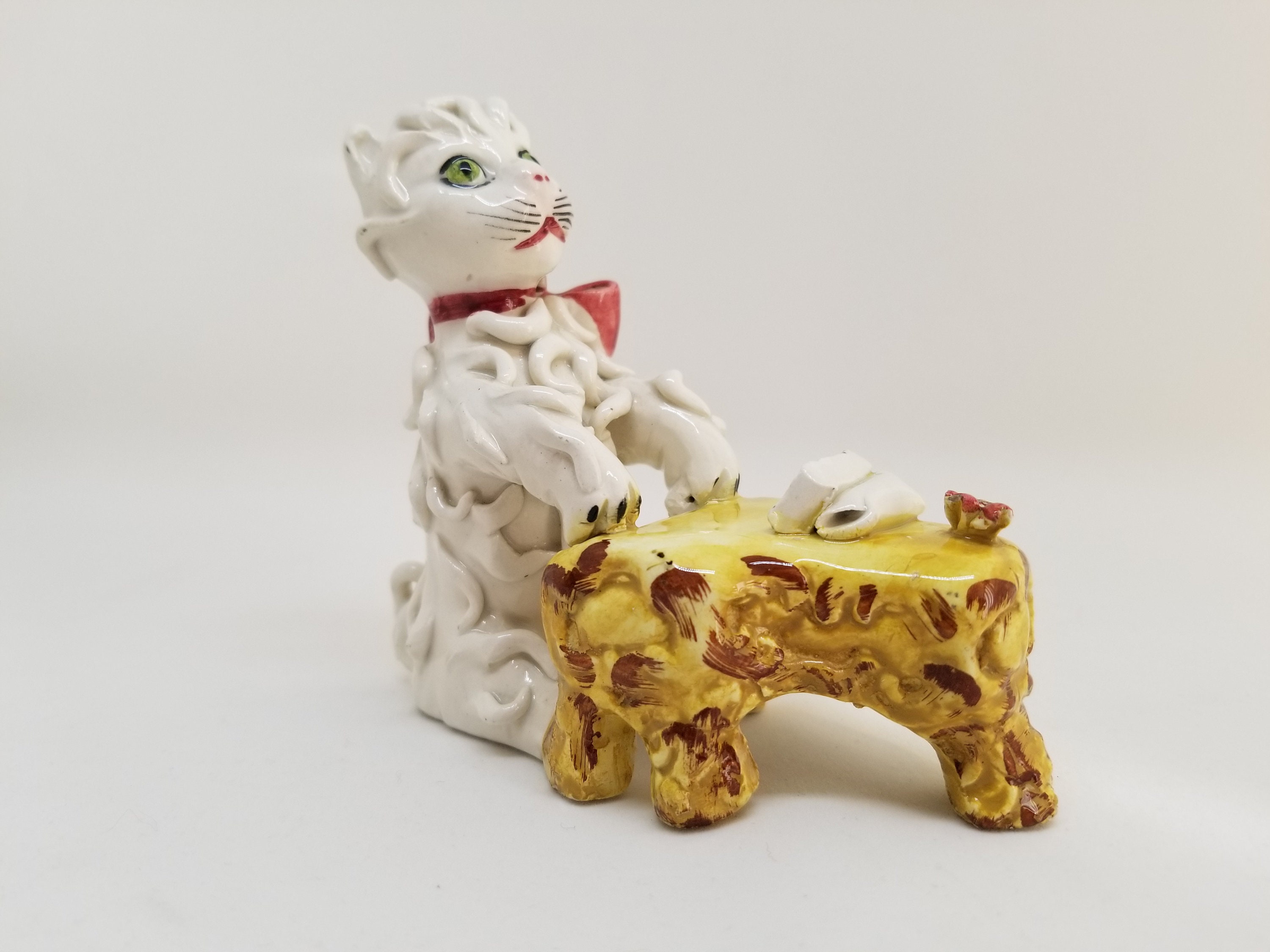 Italian Spaghetti Ceramic Art Cat Piano Pottery Figurine Statue Vintage ...