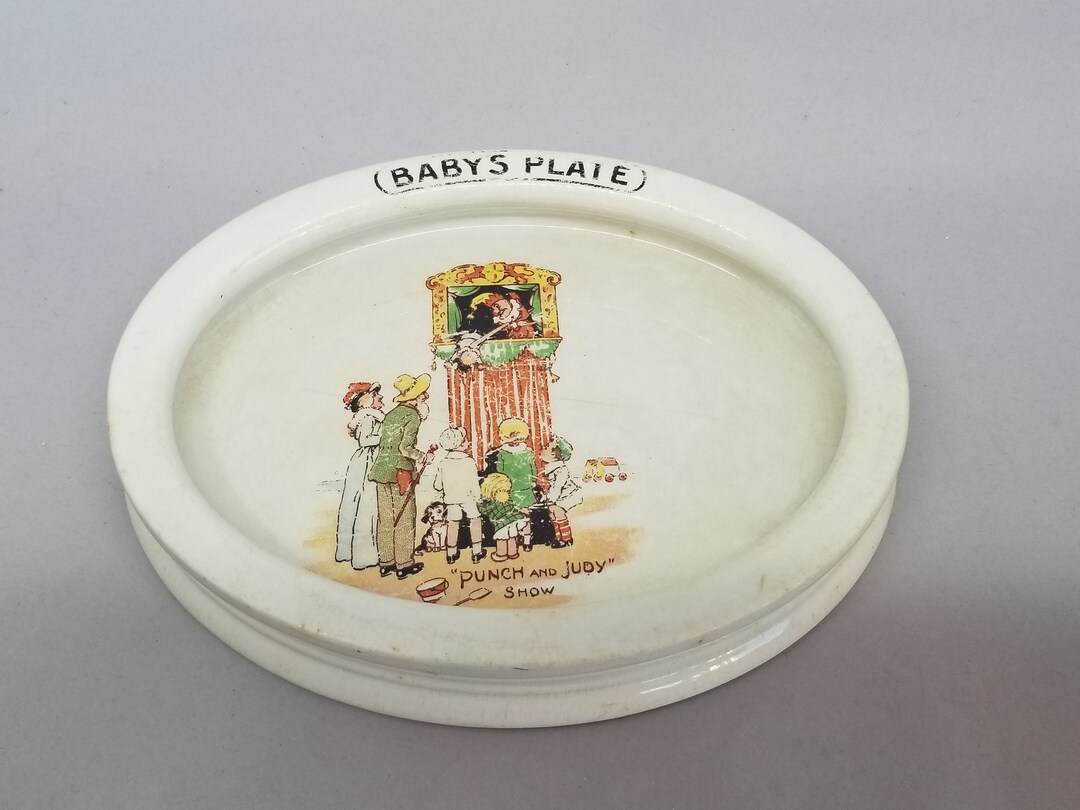 Antique Winton Ware Baby Plate, Punch and Judy Nursery Decor, Grimwades ...