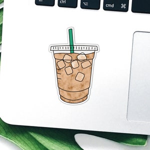 Iced Coffee Vinyl Sticker | Waterproof Die-cut Decal for Laptop ...
