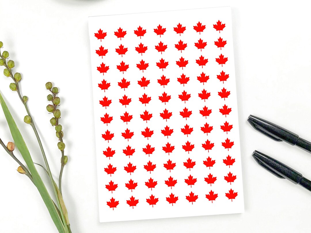 Maple Leaf Sticker Sheet | 6" X 8" Sheet | 0.5" | 1" | Vinyl Decal ...