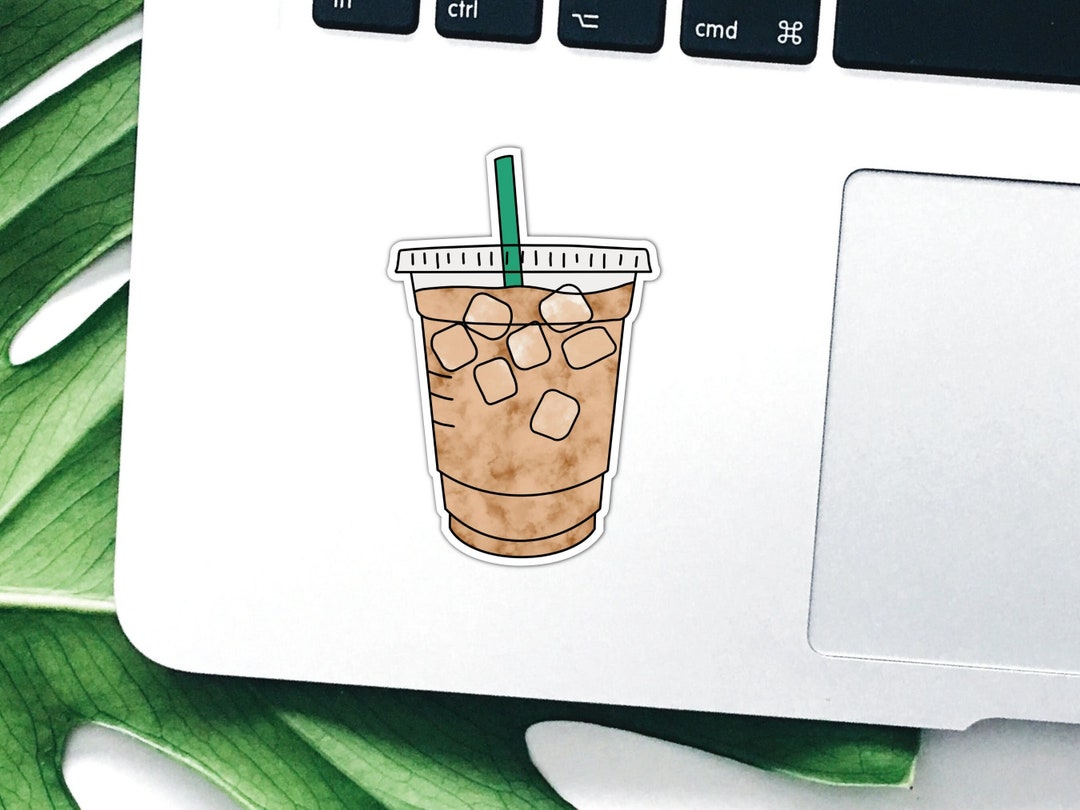 Iced Coffee Vinyl Sticker | Waterproof Die-cut Decal for Laptop ...