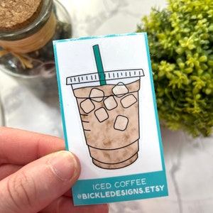 Iced Coffee Vinyl Sticker | Waterproof Die-cut Decal for Laptop ...