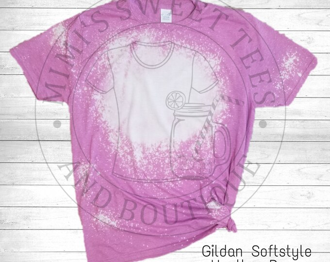 Gildan Soft-style Heather Berry Mockup Flat Lay Bleached - Etsy