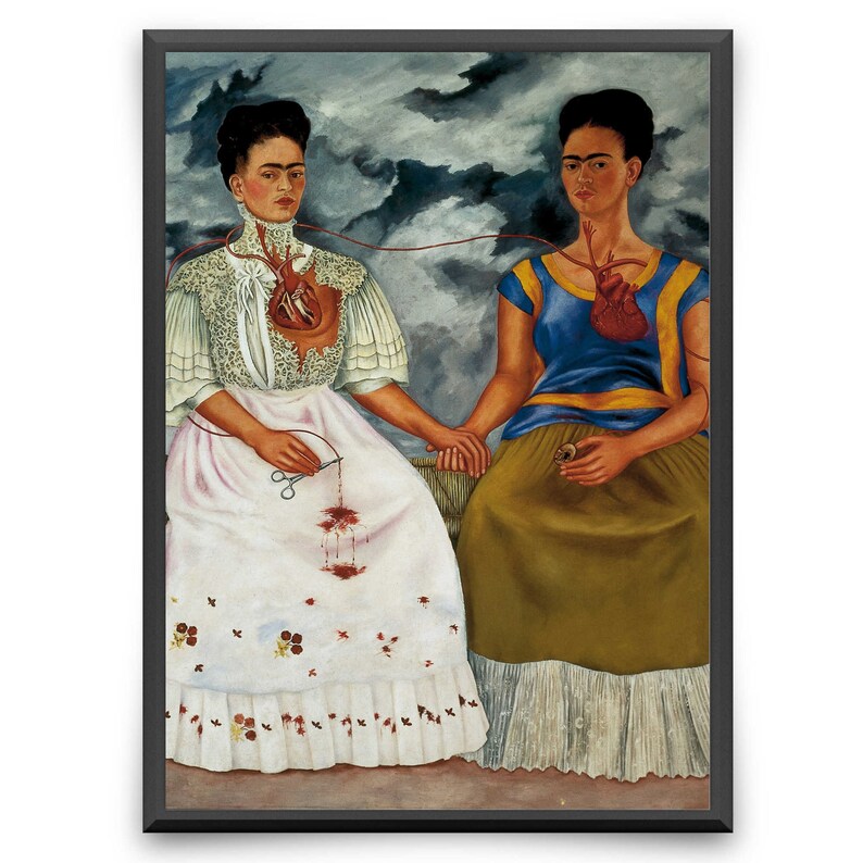 The Two Fridas by Frida Kahlo Print Wall Art Stretched Canvas Mexican ...