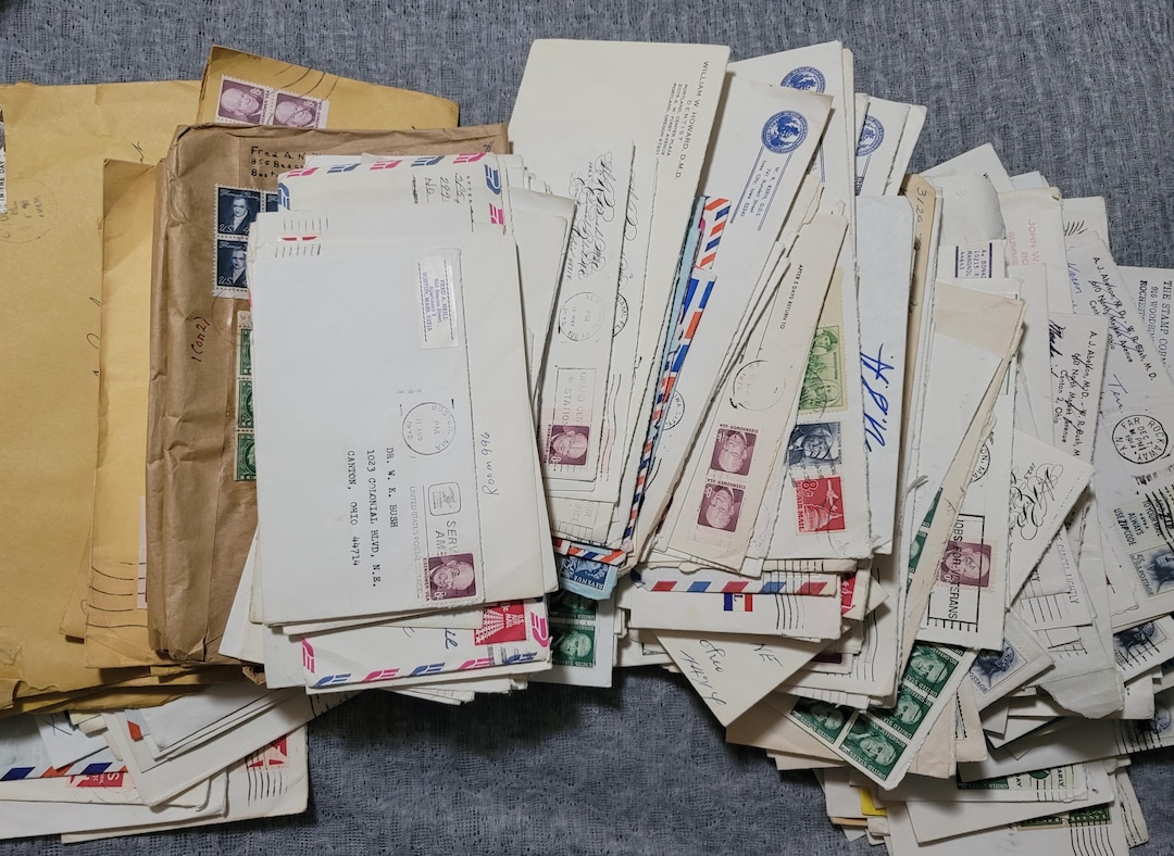 Assorted Lot of 10 Vintage 1960s 1970s Used Stamped Envelopes Ephemera ...