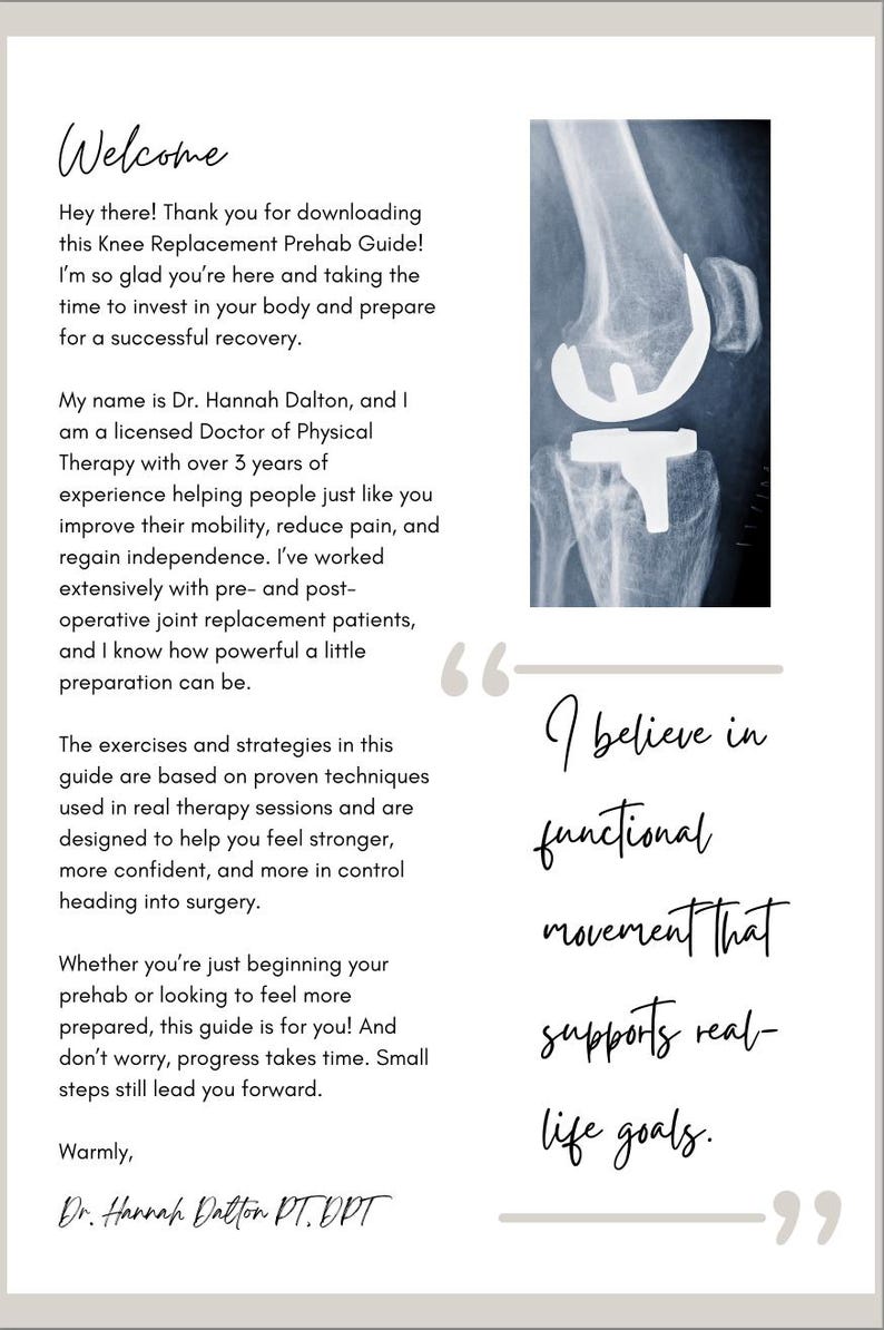 Knee Replacement Prehab Guide: Physical Therapy Exercises & Checklist ...