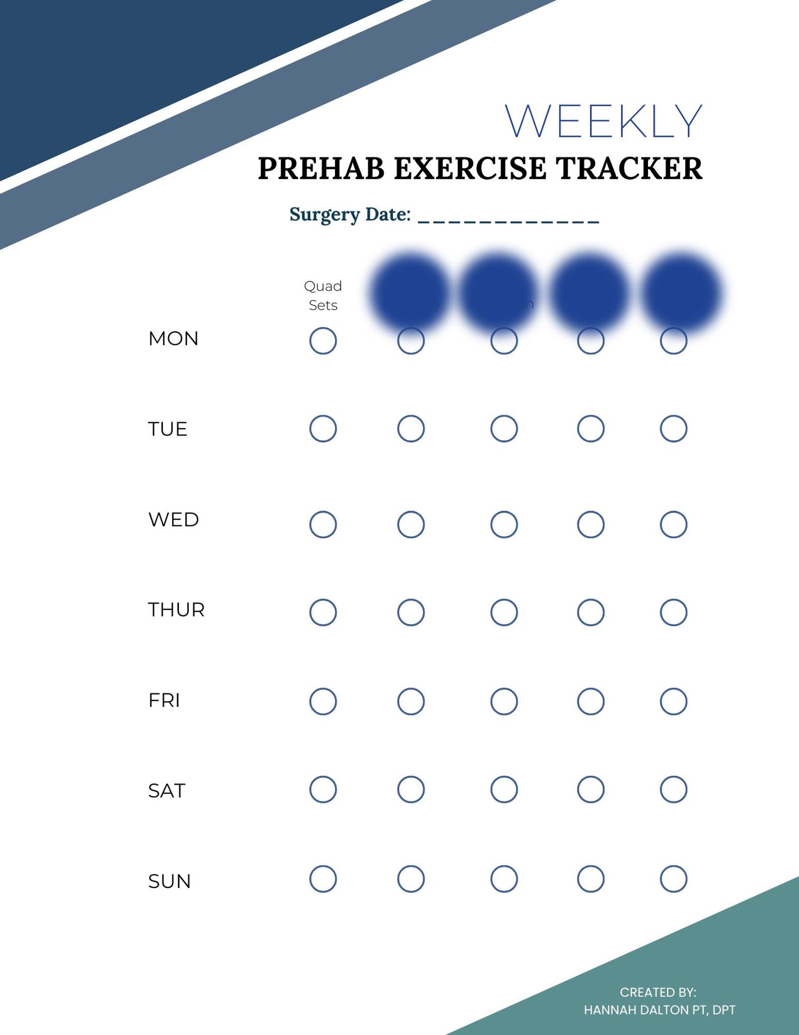 Knee Replacement Exercise Checklist: Pt-approved Prehab Tracker (PDF ...