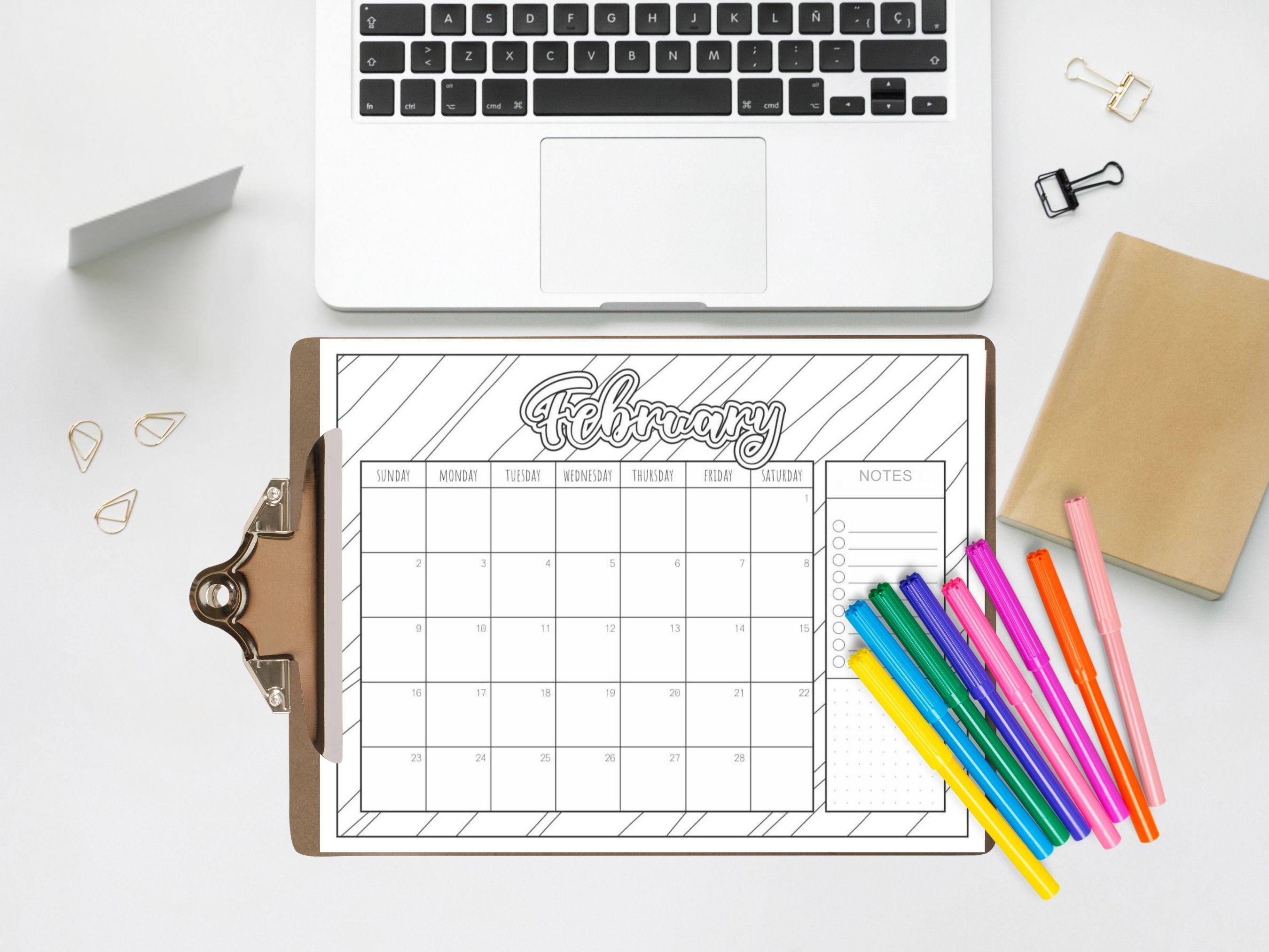 2025 Printable Doodle Calendar | ADHD Focus-friendly Coloring Desk ...