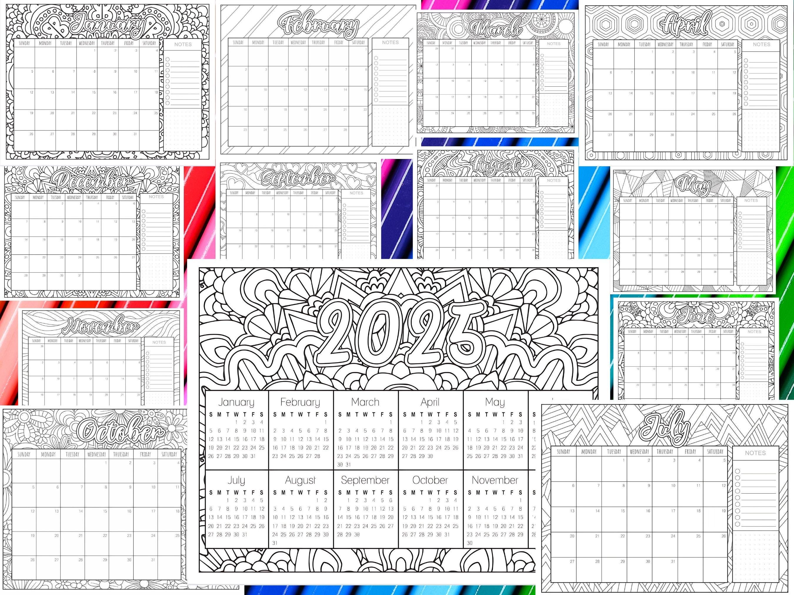 2025 Printable Doodle Calendar | ADHD Focus-friendly Coloring Desk ...