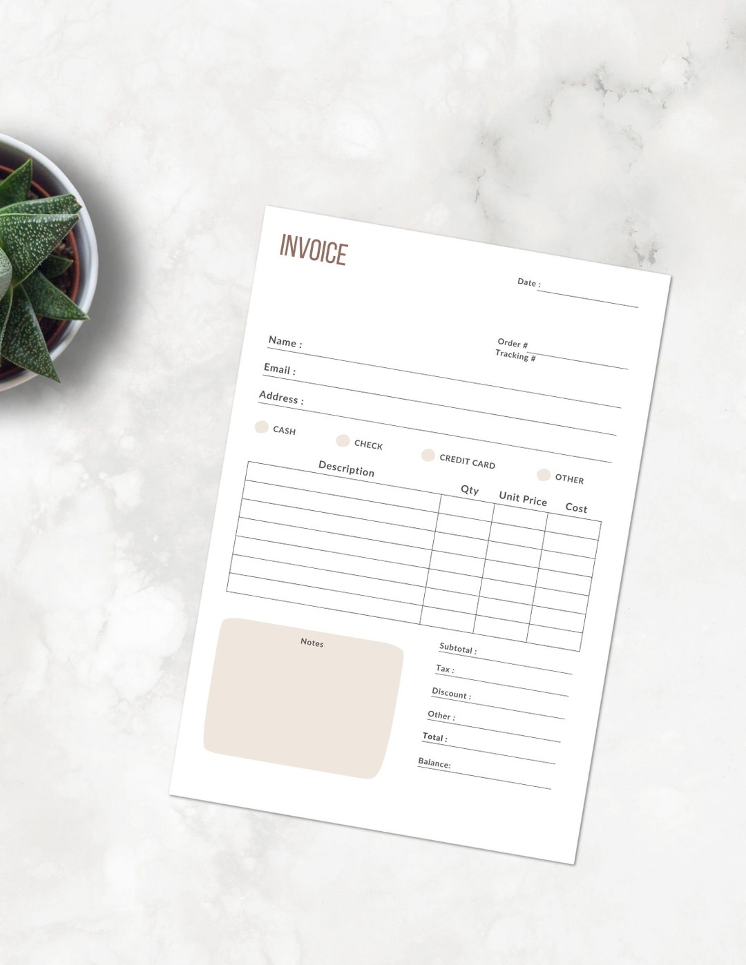 Business Order Invoice Template | Minimalist Printable Order Form ...