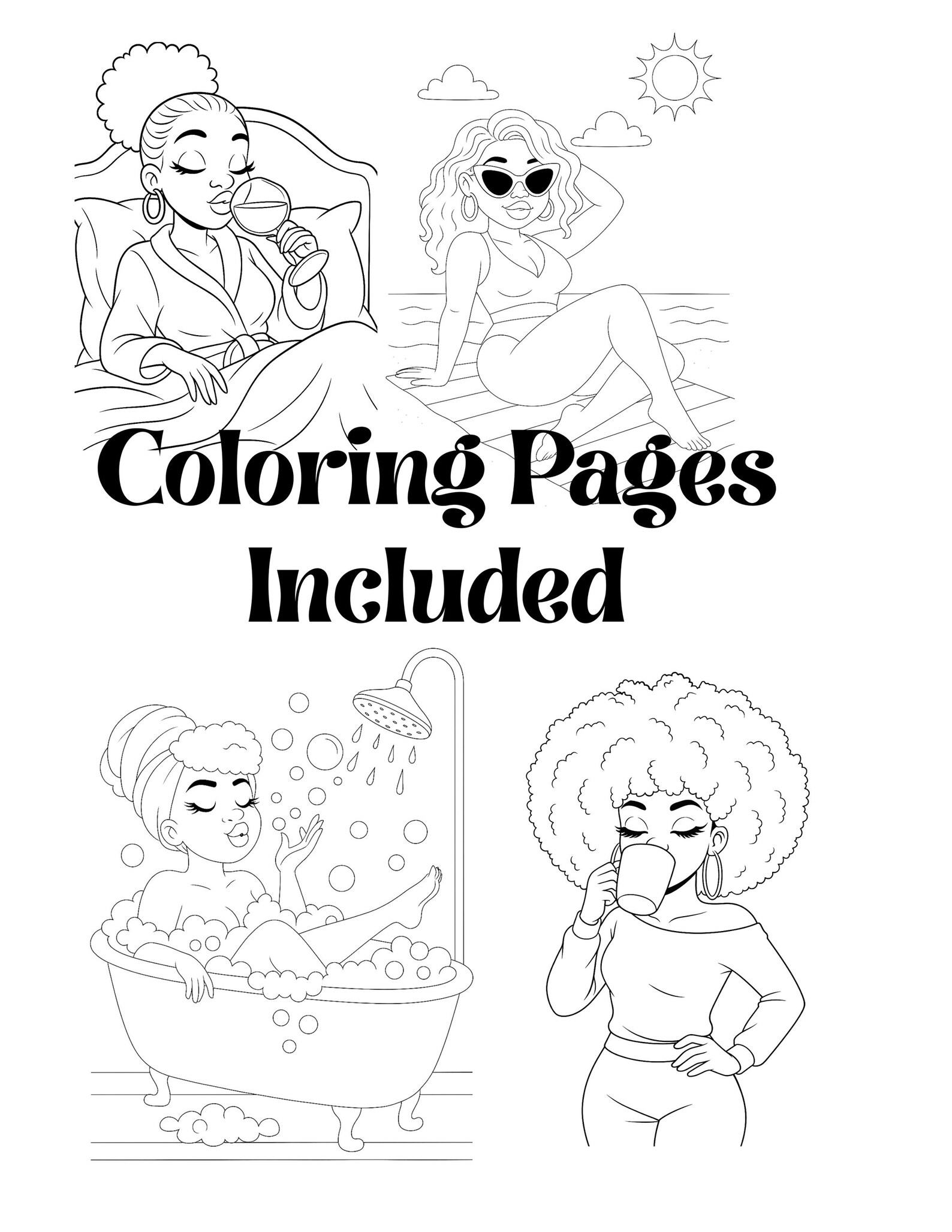 Melanin Moments Coloring Pages, Self Care Coloring Pages for Women ...