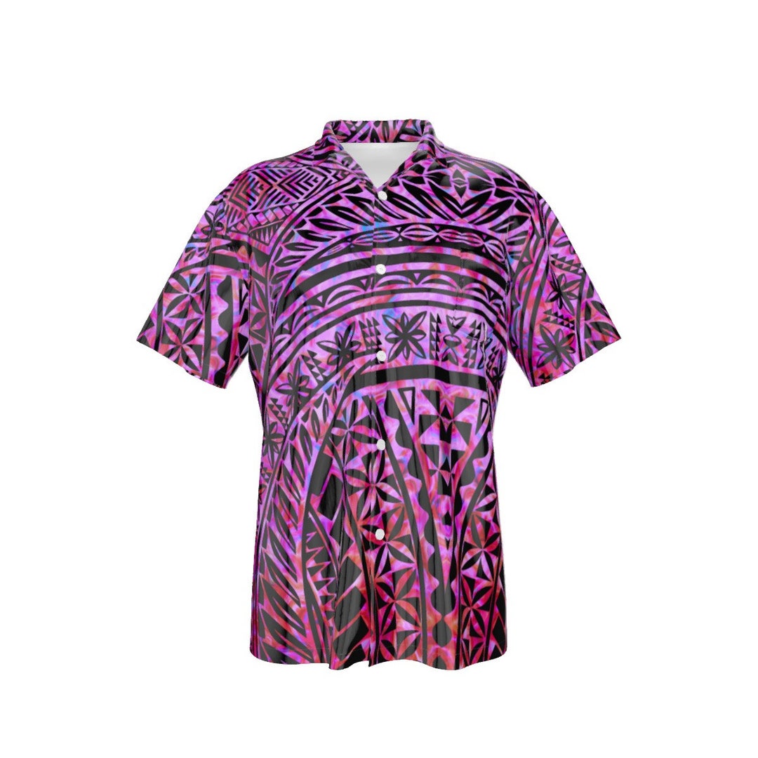 Pink Kupesi Men's Tonga Polynesian Shirt With Pocket - Etsy