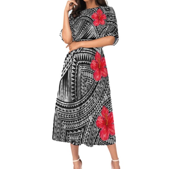 Samoa Tribal Dress Red Hibiscus Elei All-over Print - Etsy