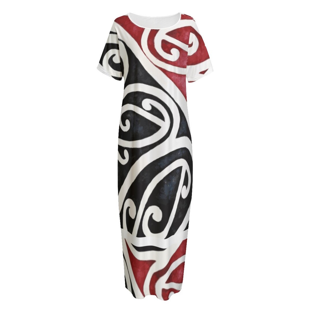 Polynesian Maori Kowhaiwhai Dress, All-over Print Women's Night Long ...