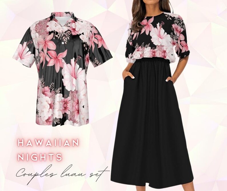 Hawaiian Couples Luau Outfit Aloha Wear Plumeria Hibiscus - Etsy
