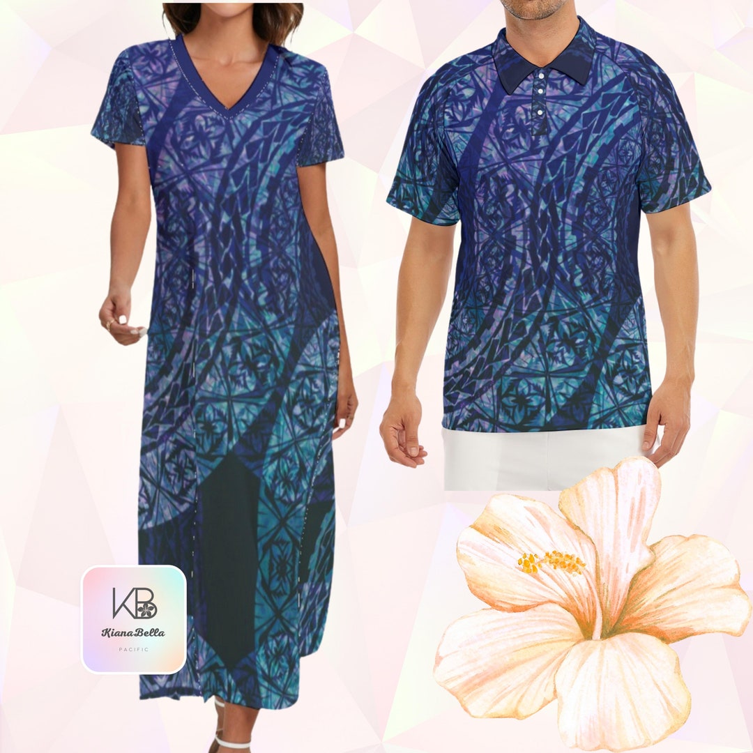 Polynesian Couples Outfit, Tangaroa Samoa Couples Set , Men's Short ...