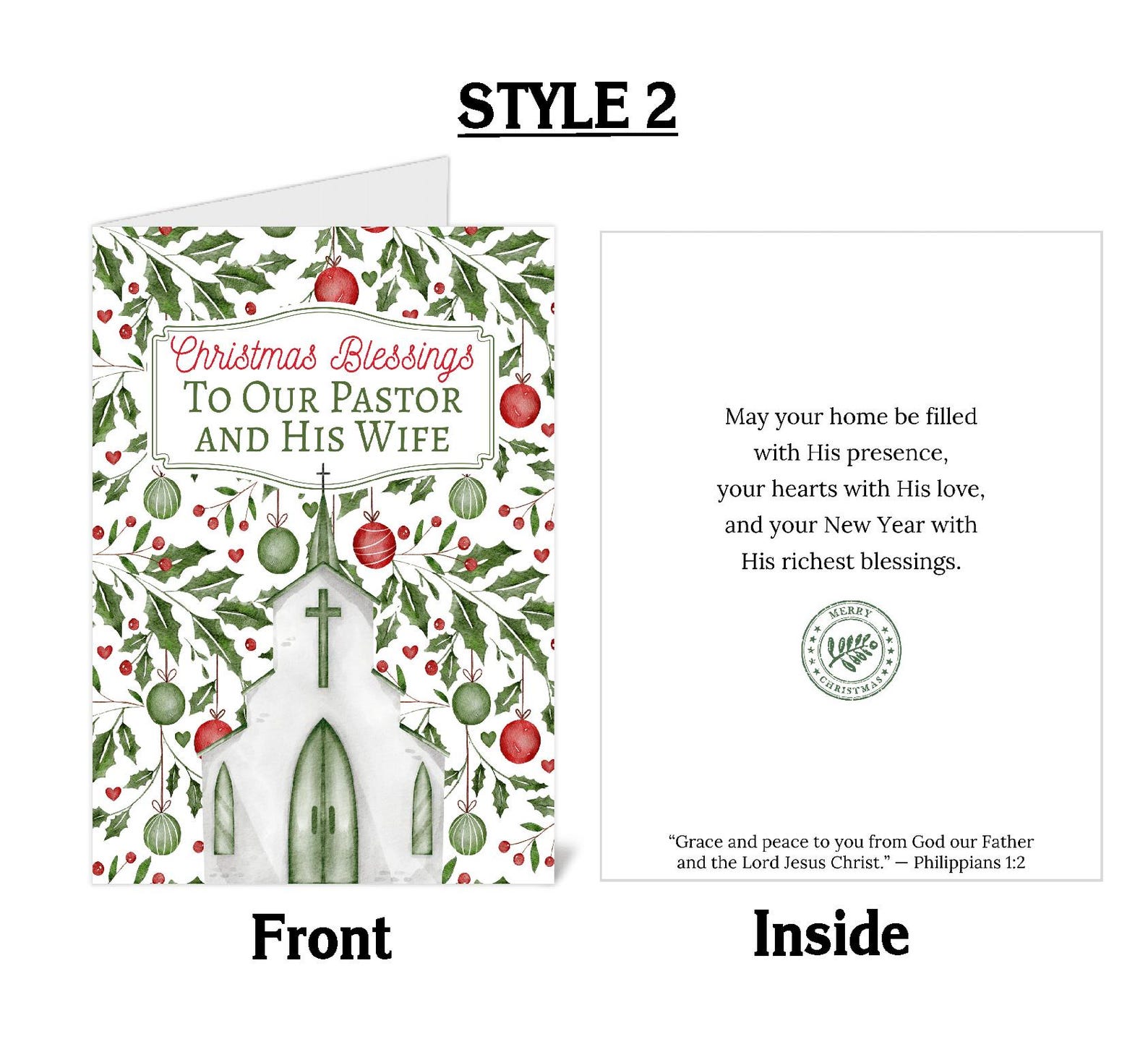 Pastor Merry Christmas Card | Christian Christmas Card for Church ...