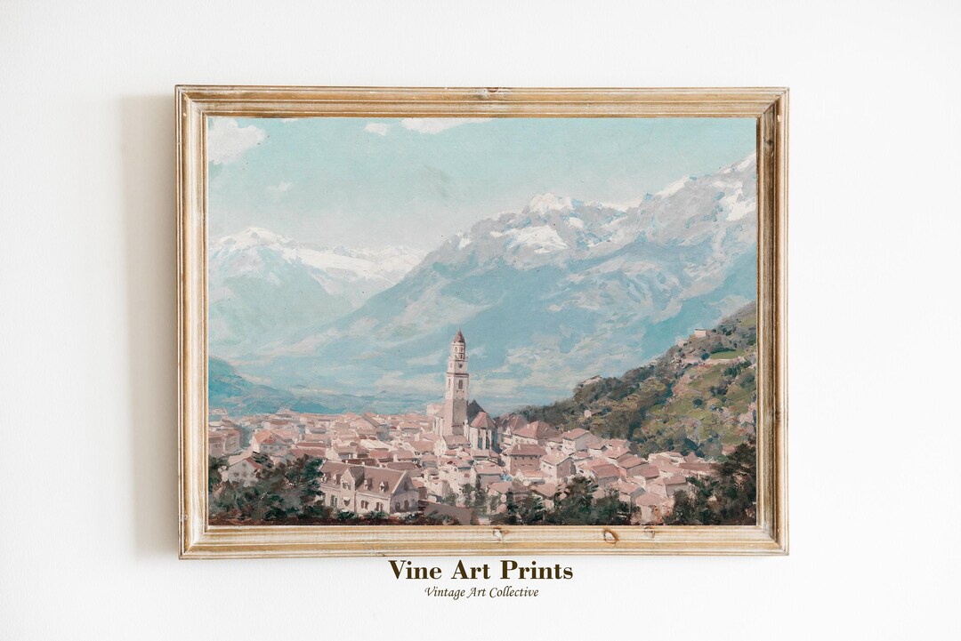 Vintage South Tyrol Decor PRINTABLE Country Painting Print, Rustic Wall ...
