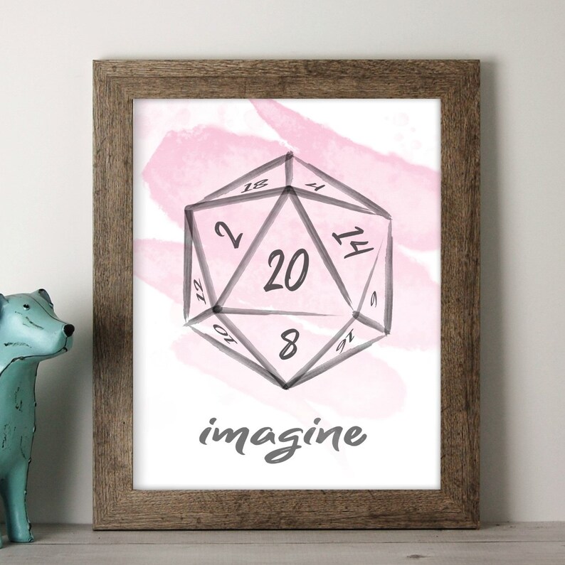 Pink D20 Set of 3 Printable Geeky Baby Wall Art Dnd Nursery - Etsy