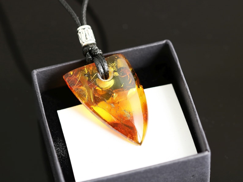 Amber Shark Tooth Necklace Gift for Him Unisex Amber - Etsy
