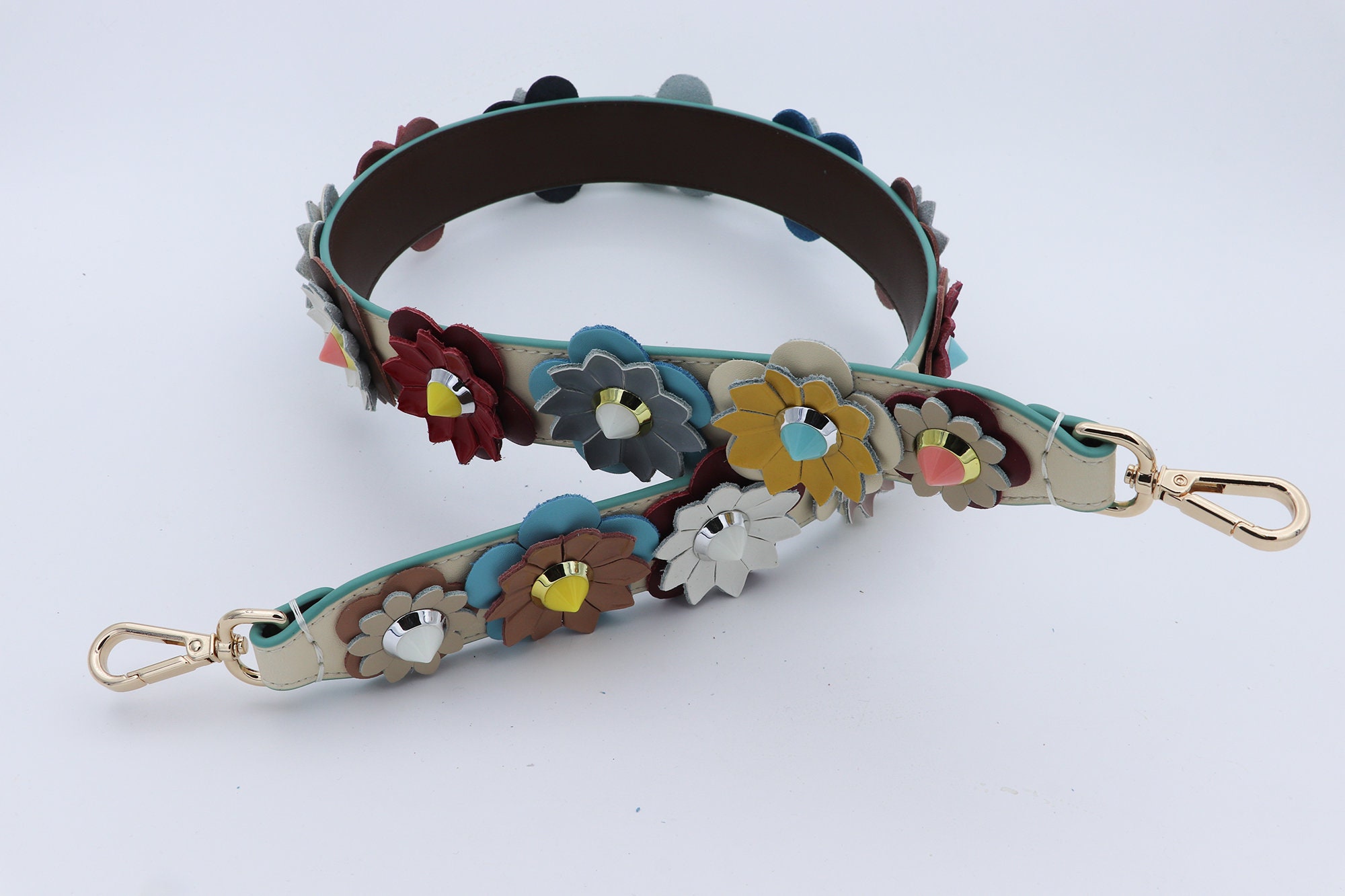 Cowhide Leather Flower Strap Shoulder Bag Strap Crossbody Bag Strap - Etsy