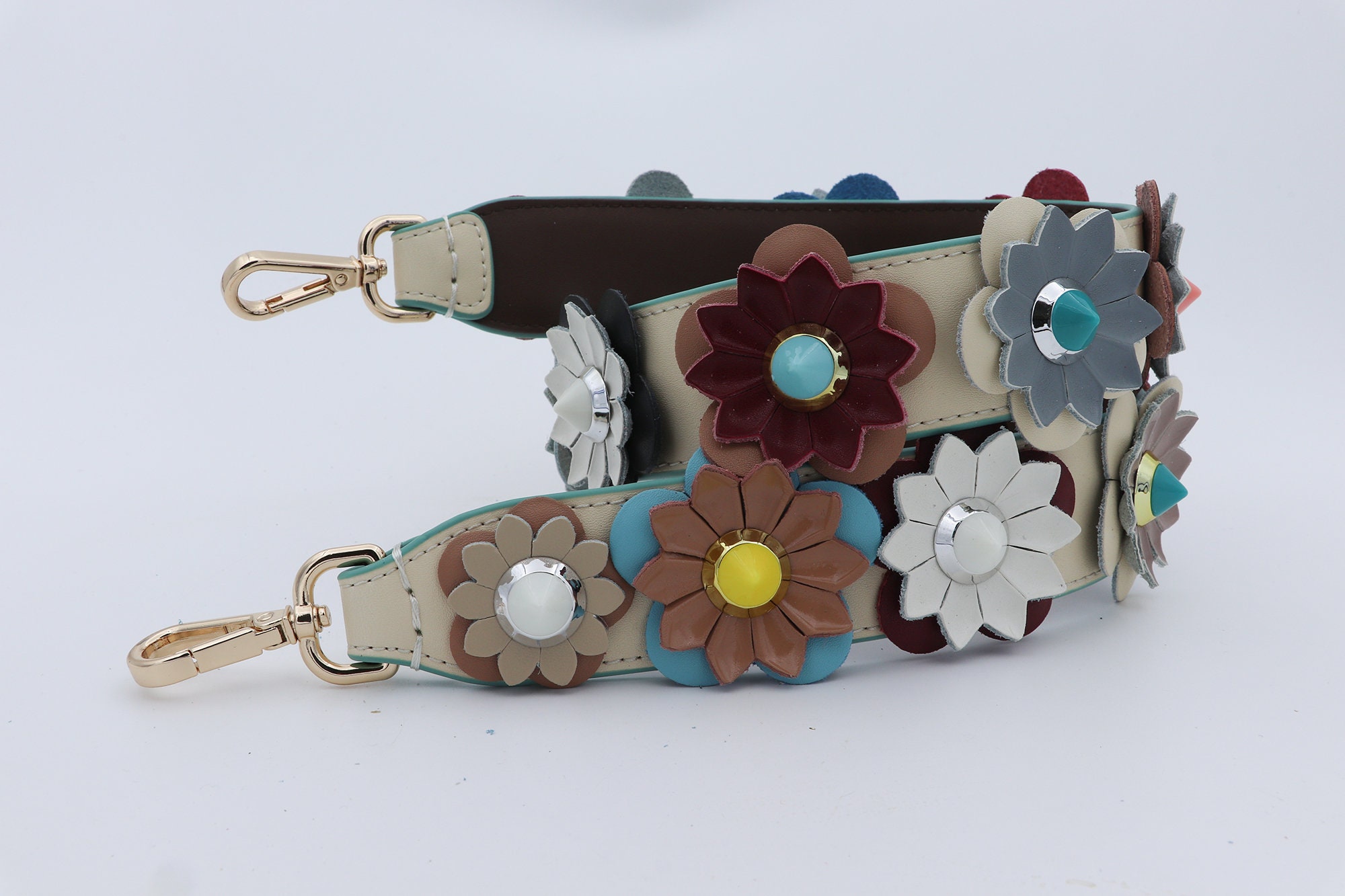 Cowhide Leather Flower Strap Shoulder Bag Strap Crossbody Bag Strap - Etsy