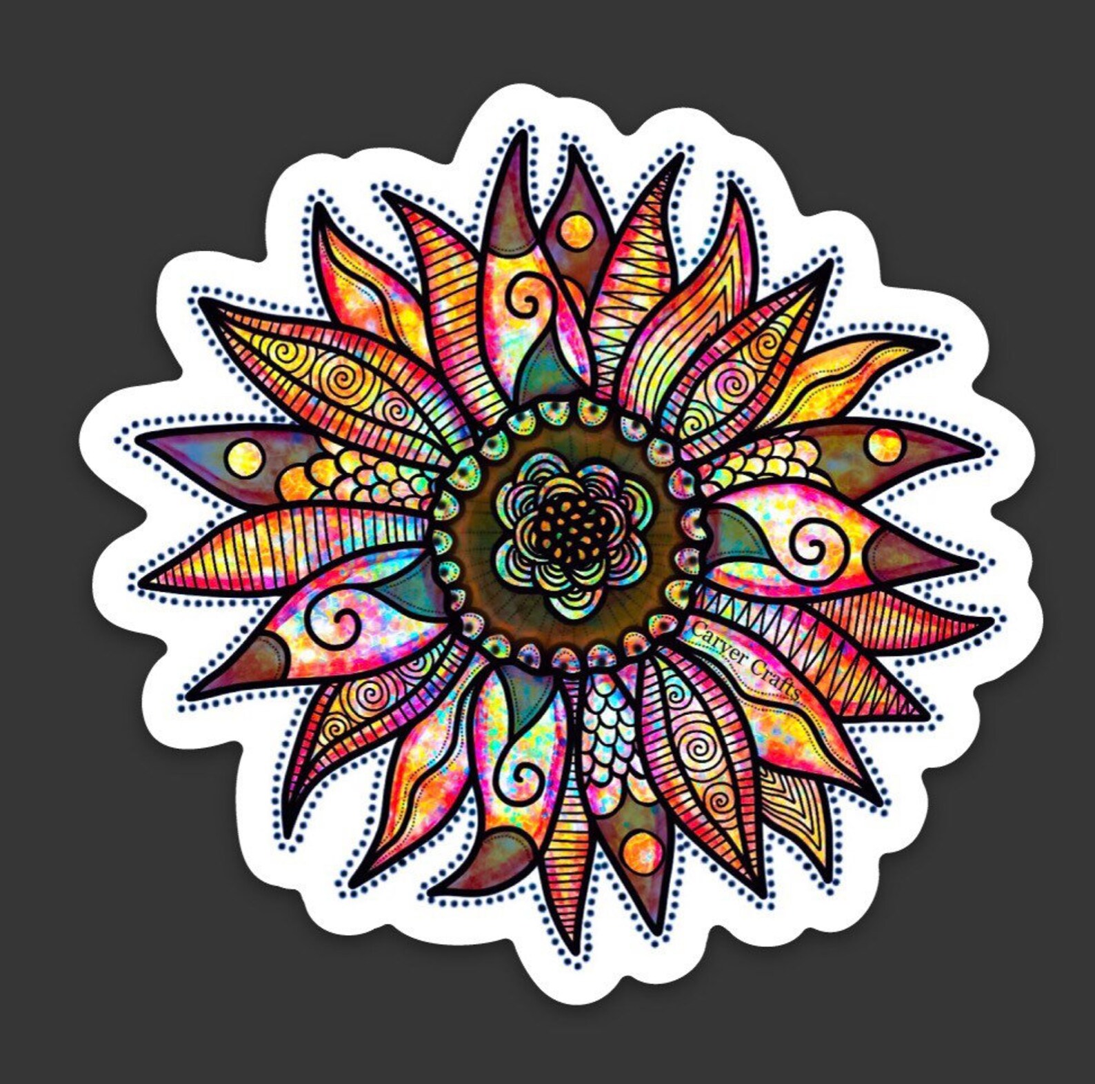Zentangle Sunflower Sticker - Etsy